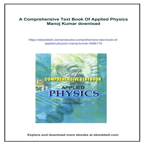 A Comprehensive Text Book Of Applied Physics Manoj Kumar | PDF