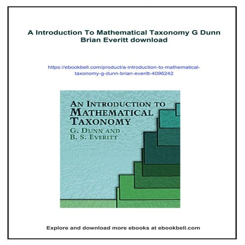 A Introduction To Mathematical Taxonomy G Dunn Brian Everitt | PDF