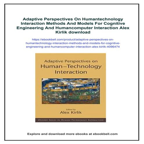 Adaptive Perspectives On Humantechnology Interaction Methods And Models ...