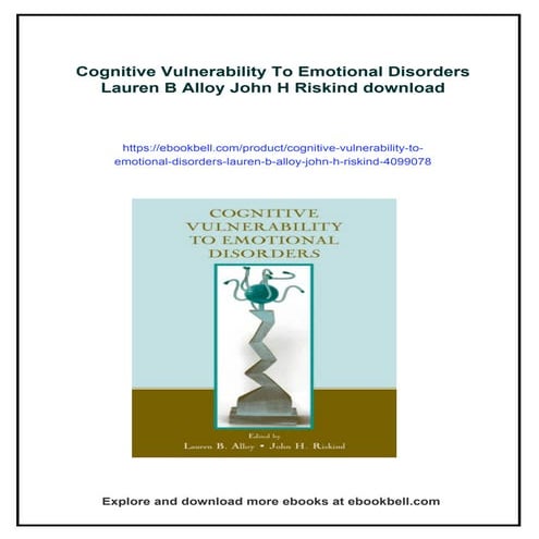 Cognitive Vulnerability To Emotional Disorders Lauren B Alloy John H ...