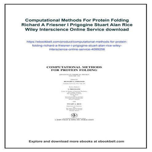 Computational Methods For Protein Folding Richard A Friesner I ...