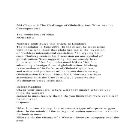 204 Chapter 6 The Challenge of Globalization What Are the Con.docx