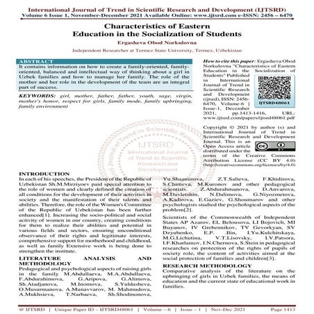 Characteristics of Eastern Education in the Socialization of Students | PDF