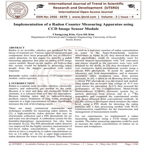 Implementation Of A Radon Counter Measuring Apparatus Using Ccd Image Sensor Module Pdf