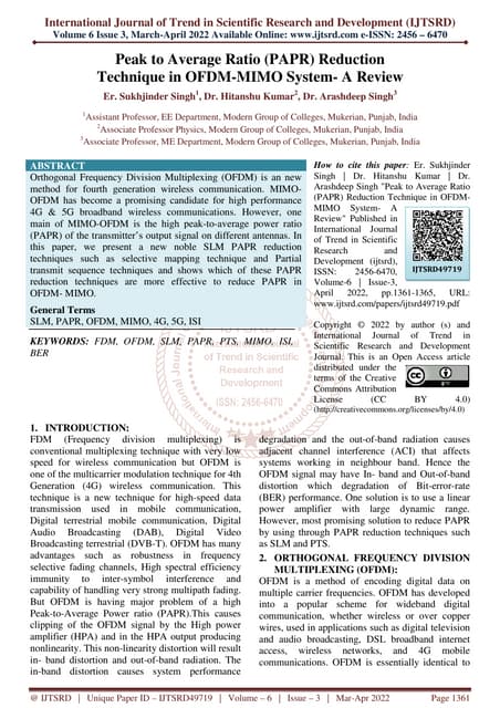 Orthogonal Frequency Division Multiplexing (OFDM) | PPT