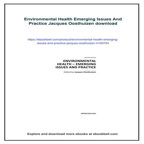 Environmental Health Emerging Issues And Practice Jacques Oosthuizen | PDF