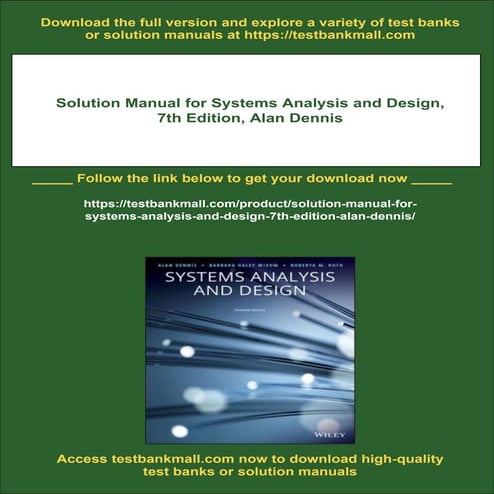 Solution Manual for Systems Analysis and Design, 7th Edition, Alan Dennis | PDF