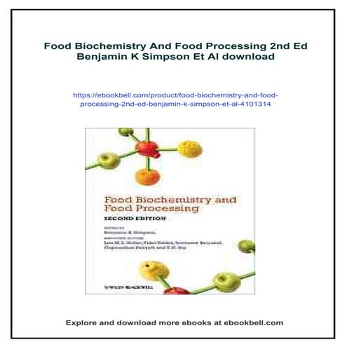Food Biochemistry And Food Processing 2nd Ed Benjamin K Simpson Et Al | PDF