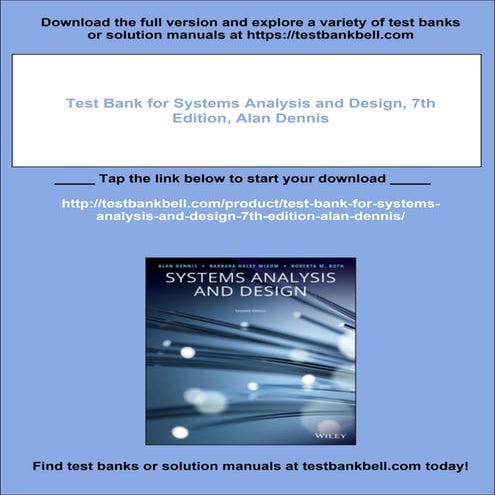 Test Bank for Systems Analysis and Design, 7th Edition, Alan Dennis | PDF