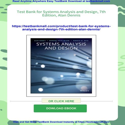 Test Bank for Systems Analysis and Design, 7th Edition, Alan Dennis | PDF