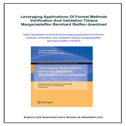 Leveraging Applications Of Formal Methods Verification And Validation Tiziana Margariasteffen