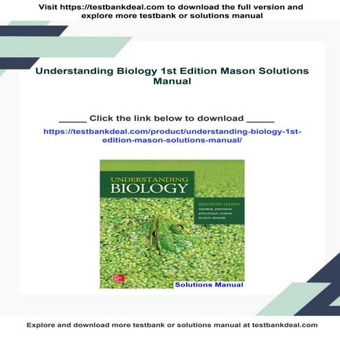Understanding Biology 1st Edition Mason Solutions Manual | PDF