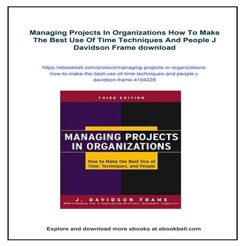 Managing Projects In Organizations How To Make The Best Use Of Time Techniques And People J ...