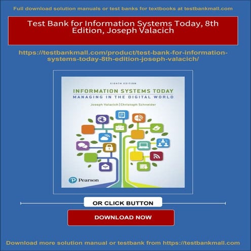 All chapter download Test Bank for Information Systems Today, 8th ...