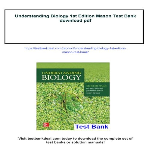Understanding Biology 1st Edition Mason Test Bank | PDF