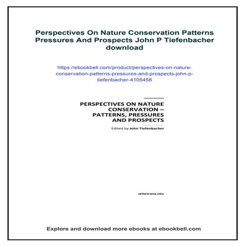 Perspectives On Nature Conservation Patterns Pressures And Prospects John P Tiefenbacher | PDF