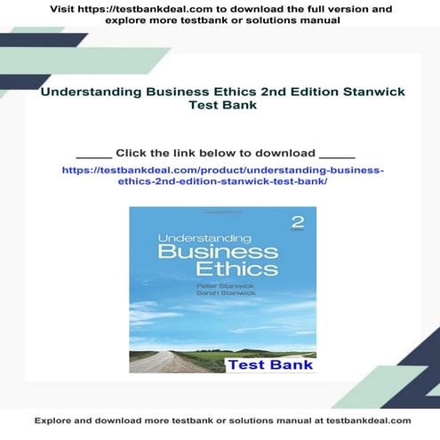 Understanding Business Ethics 2nd Edition Stanwick Test Bank | PDF