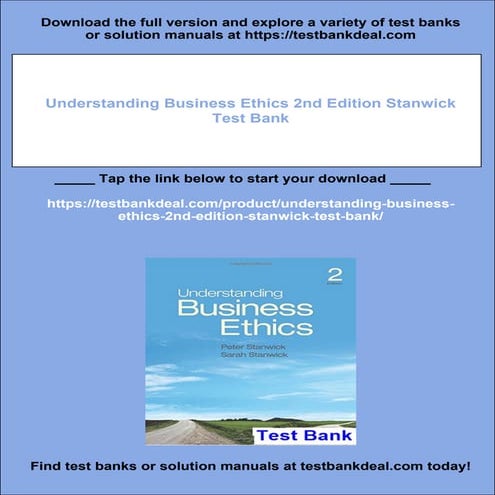 Understanding Business Ethics 2nd Edition Stanwick Test Bank | PDF