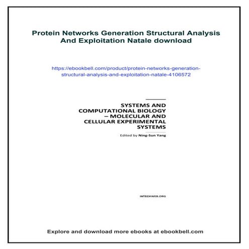 Protein Networks Generation Structural Analysis And Exploitation Natale | PDF