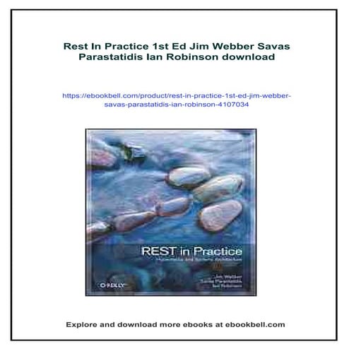 Rest In Practice 1st Ed Jim Webber Savas Parastatidis Ian Robinson | PDF