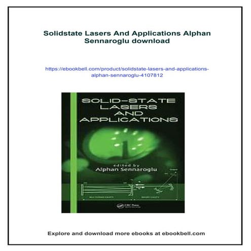 Solidstate Lasers And Applications Alphan Sennaroglu | PDF