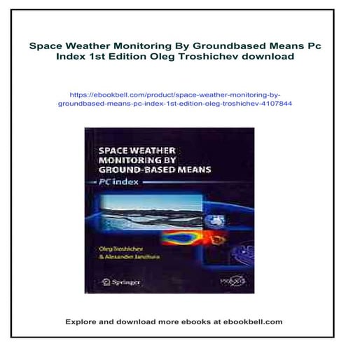 Space Weather Monitoring By Groundbased Means Pc Index 1st Edition Oleg ...