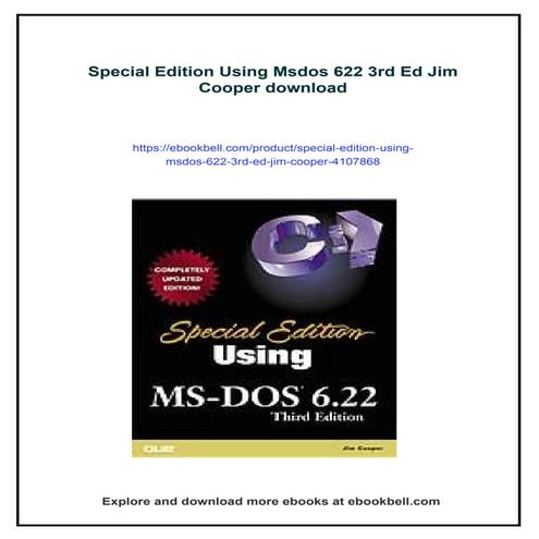 Special Edition Using Msdos 622 3rd Ed Jim Cooper | PDF
