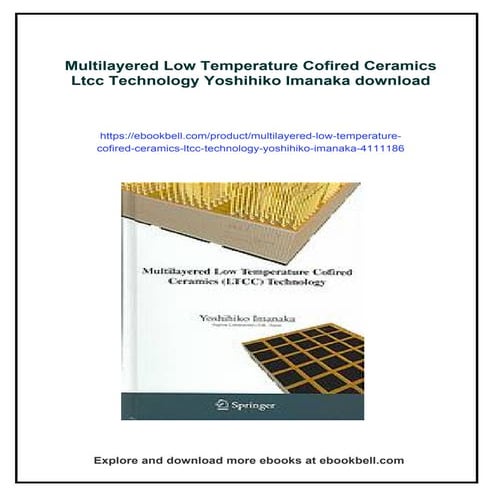 Multilayered Low Temperature Cofired Ceramics Ltcc Technology Yoshihiko Imanaka | PDF