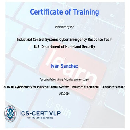 4 ics vlp certificate | PDF