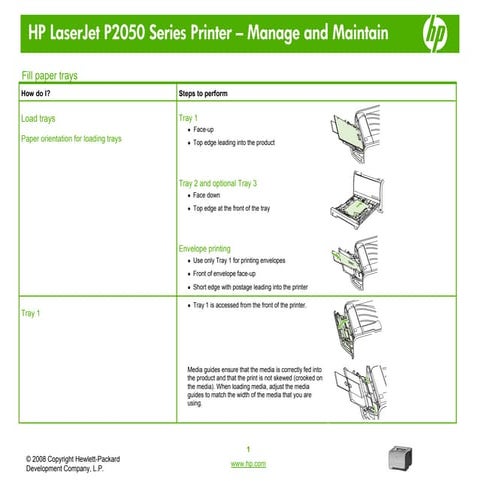 hp2055 printer quick reference manual quick | PPT