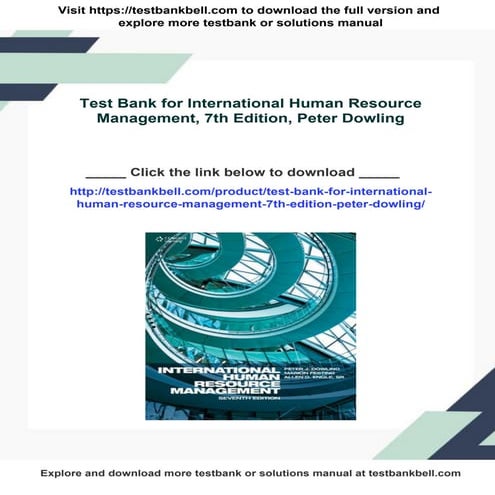 Test Bank for International Human Resource Management, 7th Edition ...