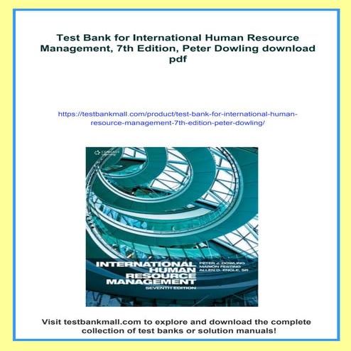 Test Bank for International Human Resource Management, 7th Edition ...