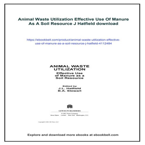 Animal Waste Utilization Effective Use Of Manure As A Soil Resource J ...