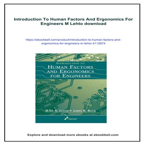 Introduction To Human Factors And Ergonomics For Engineers M Lehto | PDF