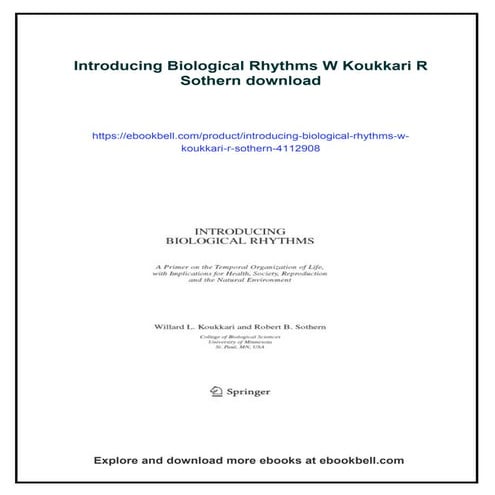 Introducing Biological Rhythms W Koukkari R Sothern | PDF