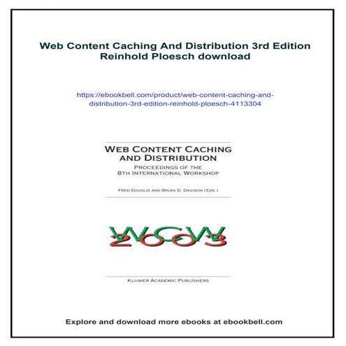 Web Content Caching And Distribution 3rd Edition Reinhold Ploesch | PDF