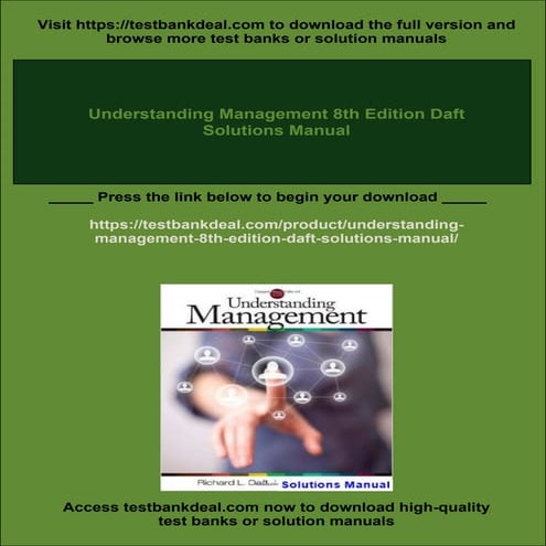 Understanding Management 8th Edition Daft Solutions Manual | PDF