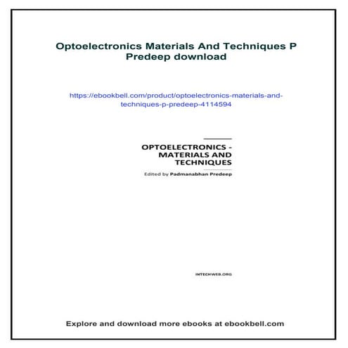 Optoelectronics Materials And Techniques P Predeep | PDF