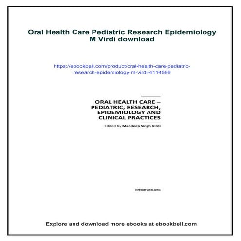Oral Health Care Pediatric Research Epidemiology M Virdi | PDF
