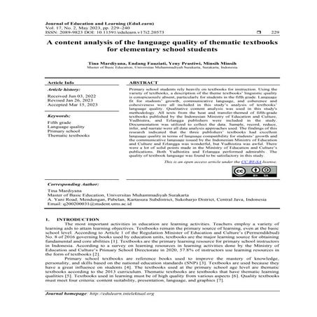 A content analysis of the language quality of thematic textbooks for ...