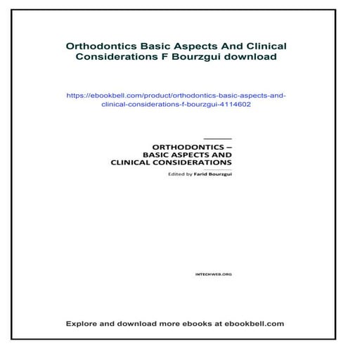 Orthodontics Basic Aspects And Clinical Considerations F Bourzgui | PDF