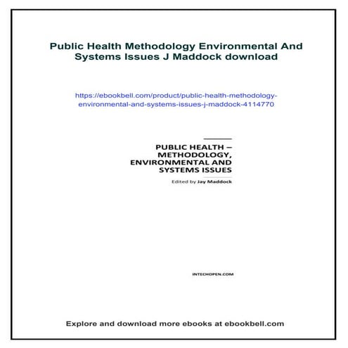 Public Health Methodology Environmental And Systems Issues J Maddock | PDF