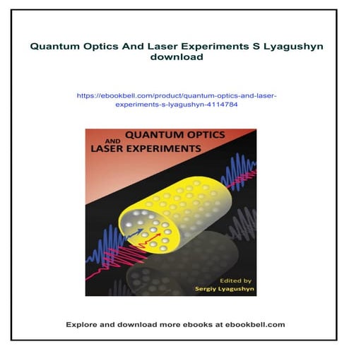 Quantum Optics And Laser Experiments S Lyagushyn | PDF