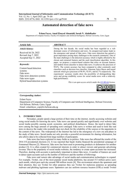 Fake News Detection Using Machine Learning Algorithm Pptx Computing Technology And Computing