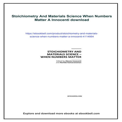 Stoichiometry And Materials Science When Numbers Matter A Innocenti | PDF