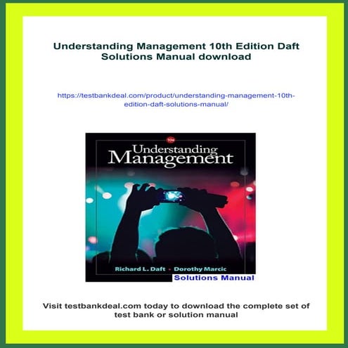 Understanding Management 10th Edition Daft Solutions Manual | PDF