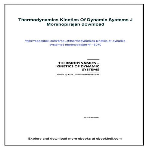 Thermodynamics Kinetics Of Dynamic Systems J Morenopirajan | PDF