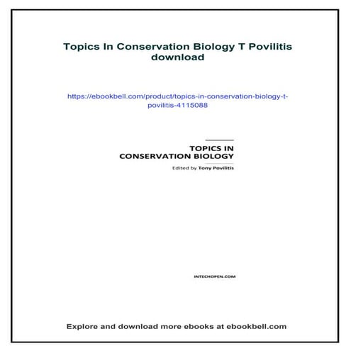 Topics In Conservation Biology T Povilitis | PDF