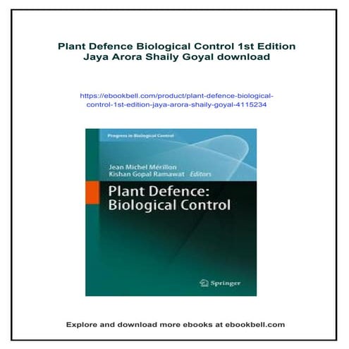 Plant Defence Biological Control 1st Edition Jaya Arora Shaily Goyal | PDF