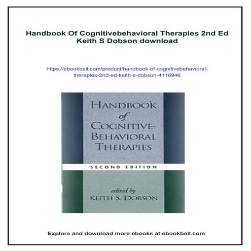 Handbook Of Cognitivebehavioral Therapies 2nd Ed Keith S Dobson | PDF